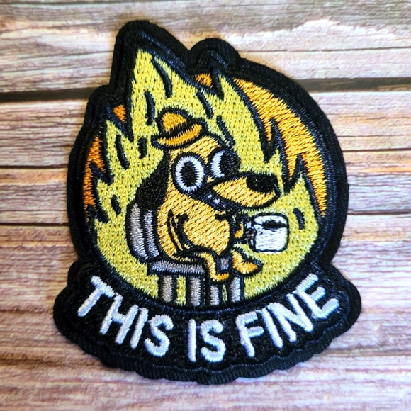 Accessories | 313 This Is Fine Meme Dog In Hell Funny Embroidered Patch ...